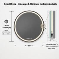 China Kingstin Round Smart LED Mirror, Ultra-Thin Aluminum Frame, Anti-Fog Vanity Mirror with Bluetooth, Time, 3-Color Dimmable for sale