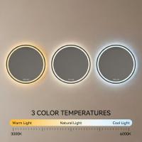 China Kingstin Round Smart LED Mirror, Ultra-Thin Aluminum Frame, Anti-Fog Vanity Mirror with Bluetooth, Time, 3-Color Dimmable for sale