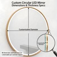 China Kingstin Custom Round Smart LED Mirror Stainless Steel Bathroom Vanity Anti-Fog Bluetooth Music Wall Mirror for sale