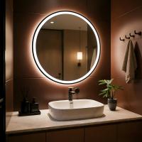 China Kingstin High-End LED Lighted Round Mirror for Bathroom Vanity - Smart Touch, Anti-Fog, Hotel/Residential Decoration for sale