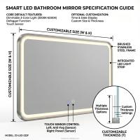 China Kingstin Rectangular LED Bathroom Mirror, Dimmable 3-Color, Anti-Fog, Custom Size Metal Frame Smart Vanity Mirror for sale