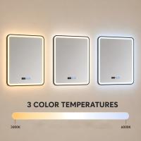 China Kingstin Smart LED Bathroom Mirror with Time Date Display, Anti-Fog Backlit Vanity Mirror, Aluminum Frame, Bluetooth Android for sale