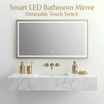 China Kingstin Luxury Custom Stainless Steel Smart LED Bathroom Mirror | Dimmable, Anti-Fog & Bluetooth | Backlit Wall Vanity Mirror for sale