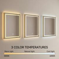China Kingstin Luxury Custom Stainless Steel Smart LED Bathroom Mirror | Dimmable, Anti-Fog & Bluetooth | Backlit Wall Vanity Mirror for sale