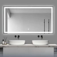 China Kingstin Luxury Custom Stainless Steel Smart LED Bathroom Mirror | Dimmable, Anti-Fog & Bluetooth | Backlit Wall Vanity Mirror for sale