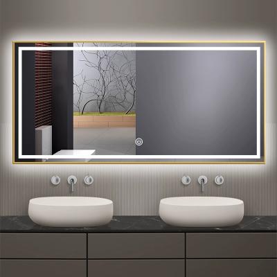 China Rectangular  Modern Hotel Bathroom LEDSmart Mirror Touch Switch Rectangle Aluminum Alloy Frame Anti-Fog Design for Villas Salon for sale