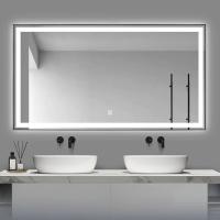 China Rectangular  Modern Hotel Bathroom LEDSmart Mirror Touch Switch Rectangle Aluminum Alloy Frame Anti-Fog Design for Villas Salon for sale