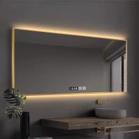 China Premium Modern Aluminum Alloy Frame Rectangular LED Bathroom Light Elegant Luxury Anti-Fog Touch Bath Mirrors for Hotel for sale