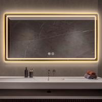 China Luxury Modern Design LED Rectangular Bath Premium Hotel Elegant Apartment Hot Villas Square Washroom Touch Switch Stainless for sale