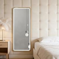 China Factory Direct Sales Frameless LED Lamp Mirror Bedroom Dresser Full Body Mirror High Definition Rectangular Hotel Wall Mirror for sale