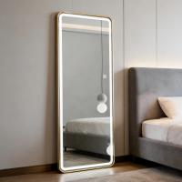 China Kingstin Aluminum Frame Full Body Mirror With Lights Large Led Floor Hair Salon Mirrors Touch Screen Dressing Stand Mirror for sale
