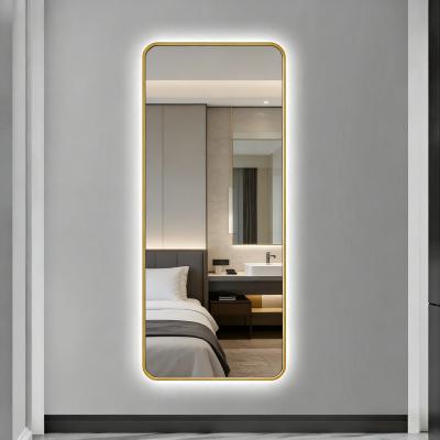 China Wholesale Large Size Full Length Wall Floor Bathroom Mirror LED Light Infinite Mirror Aluminium Frame Salon Framed Mirror for sale