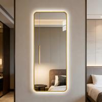 China Kingstin Modern Luxury Full Length LED Mirror with Golden Frame - Dimmable Backlit Dressing Mirror for Bedroom Entryway for sale