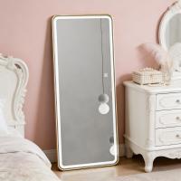 China Kingstin Modern Luxury Full Length LED Mirror with Golden Frame - Dimmable Backlit Dressing Mirror for Bedroom Entryway for sale