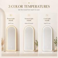 China Kingstin Arch Smart LED Bathroom Vanity Mirror with Time Display 3 Colors Dimmable Aluminum Gold Frame Backlit Wall Mounted for sale