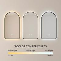 China Kingstin Modern Arched LED Smart Mirror | Stainless Steel Framed Bathroom Vanity Mirror with Defogger & Custom Functions for sale
