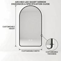 China Kingstin Modern Arched LED Smart Mirror | Stainless Steel Framed Bathroom Vanity Mirror with Defogger & Custom Functions for sale