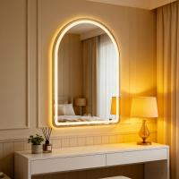 China Kingstin Arched LED Bathroom Mirror Anti-Fog Smart Vanity Mirror 3-Color Dimmable Wall Mounted Bluetooth Music for sale