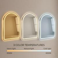 China Kingstin Arched LED Bathroom Mirror Anti-Fog Smart Vanity Mirror 3-Color Dimmable Wall Mounted Bluetooth Music for sale