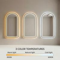 China Kingstin French Arched Smart LED Bathroom Mirror | Custom Backlit Vanity Mirror with Defogger & Time Display for sale