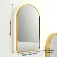 China Kingstin Arched LED Backlit Mirror Modern Minimalist Wall Vanity Mirror Stainless Steel Frame Luxury Bathroom Smart Mirror for sale