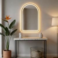 China Wholesale Factory Large Manufacturer Modern Design Smart LED Mirror Arch Shaped Frameless Bathroom Bath LED Light IP44 Rating for sale