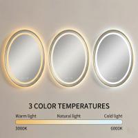 China Kingstin Custom Oval LED Bathroom Mirror Stainless Steel Frame Anti-Fog Dimmable Bluetooth Smart Wall Mirror for Washroom for sale