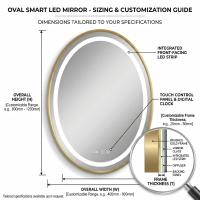 China Kingstin Custom Oval LED Bathroom Mirror Stainless Steel Frame Anti-Fog Dimmable Bluetooth Smart Wall Mirror for Washroom for sale