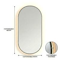 China Kingstin Custom Oval LED Mirror Black Metal Frame Wall Backlit Mirror Smart Defog Motion Sensor for Bathroom Bedroom for sale