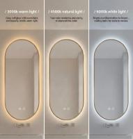 China Kingstin Modern Oval Smart LED Mirror Bathroom Backlit Wall Mirror Gold Metal Frame Anti-Fog Makeup Mirror for sale