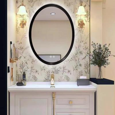 China French Vintage Carved Frame Smart Bathroom Mirror Energy-Saving LED Light Oval Contour Anti-Fog Modern Salon Apartment Villa for sale