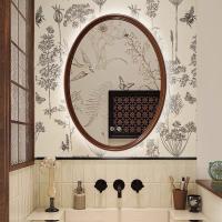 China French Vintage Carved Frame Smart Bathroom Mirror Energy-Saving LED Light Oval Contour Anti-Fog Modern Salon Apartment Villa for sale