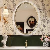China French Vintage Carved Frame Smart Bathroom Mirror Energy-Saving LED Light Oval Contour Anti-Fog Modern Salon Apartment Villa for sale