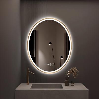 China Modern Luxury Smart LED Vanity Mirror Oval Framed with Touch Switch Wall-Mounted Makeup Mirror for Salon Hotel Apartment for sale