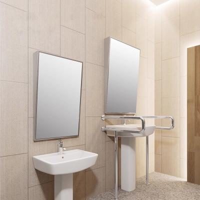 China Modern Wall-Mounted Stainless Steel Tilt Mirror IP44 Rated Rectangular for Elderly Care Homes Public Restrooms Disabled Access for sale
