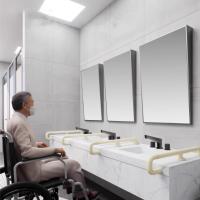 China Modern Wall-Mounted Stainless Steel Tilt Mirror IP44 Rated Rectangular for Elderly Care Homes Public Restrooms Disabled Access for sale