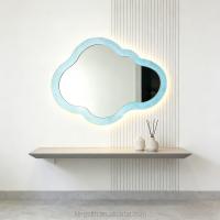China Textured Border Cloud LED Mirror with Ambient Backlight - Dimmable Decorative Mirror for Bathroom/Entryway/Bedroom Vanity for sale