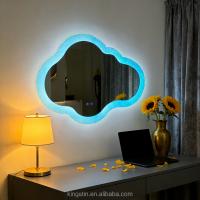 China Textured Border Cloud LED Mirror with Ambient Backlight - Dimmable Decorative Mirror for Bathroom/Entryway/Bedroom Vanity for sale