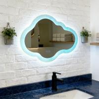 China Textured Border Cloud LED Mirror with Ambient Backlight - Dimmable Decorative Mirror for Bathroom/Entryway/Bedroom Vanity for sale