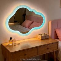 China Gradient Light Cloud LED Mirror with Textured Frame - Ambient Decorative Mirror for Bedroom/Study/Living Room Vanity for sale