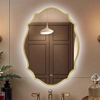China Modern French Vintage Carved Frame Smart Bathroom Mirror Energy-Saving LED Light Touch Switch Anti-Fog for Salon Oval Contour for sale