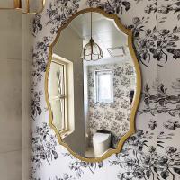 China French Vintage Carved Frame Smart Bathroom Mirror Energy-Saving LED Light Oval Contour Anti-Fog Touch Salon Hotel Apartment for sale
