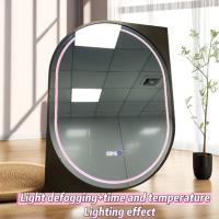China Modern LED Bathroom Smart Mirror Hidden Light Stainless Steel Frame IP44 Wall Hanging Touch Switch Time Temperature Display for sale