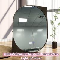 China Modern LED Bathroom Smart Mirror Hidden Light Stainless Steel Frame IP44 Wall Hanging Touch Switch Time Temperature Display for sale