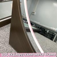 China Modern LED Bathroom Smart Mirror Hidden Light Stainless Steel Frame IP44 Wall Hanging Touch Switch Time Temperature Display for sale
