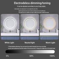 China Modern LED Bathroom Smart Mirror Hidden Light Stainless Steel Frame IP44 Wall Hanging Touch Switch Time Temperature Display for sale
