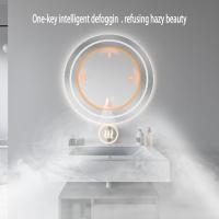 China Modern LED Bathroom Smart Mirror Hidden Light Stainless Steel Frame IP44 Wall Hanging Touch Switch Time Temperature Display for sale