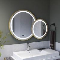 China Modern Double Bathroom Parent-Child Mirror Set Large Small Circular Mirrors Touch Switch Irregular Creative Decorative Hanging for sale