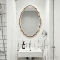 China Kingstin Vintage Wave Edge Metal Frame Decor Mirror Light Luxury Wall-Mounted Mirror for Home Decoration & Daily Use for sale