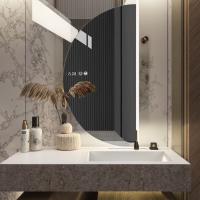 China Modern Half Moon LED Light Frameless Bathroom Vanity Mirror Touch Switch Anti-Fog IP44 Graphic Design Hotels Apartments Villas for sale
